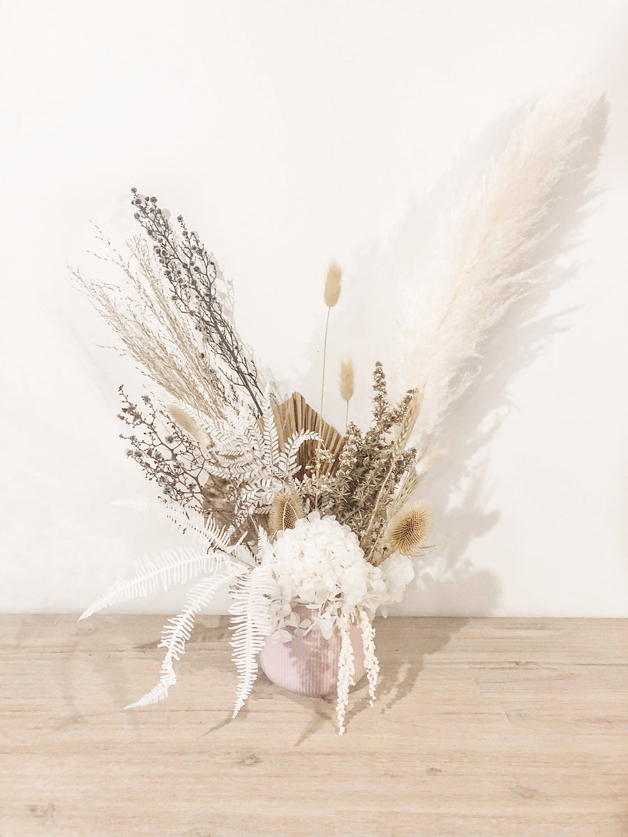 Whitehaven lux potted dried floral arrangement – Beach to Bloom