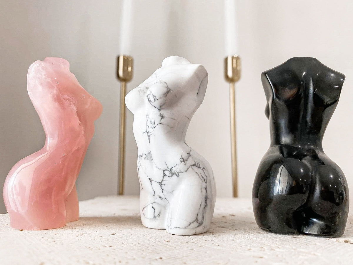 Rose quartz crystal- female body form – Beach to Bloom